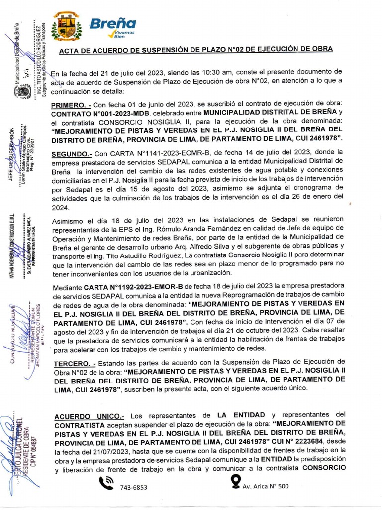 Acta de Suspension de Plazo N°02 | PDF