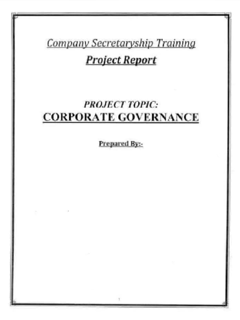 Project Report On Corporate Governance | PDF