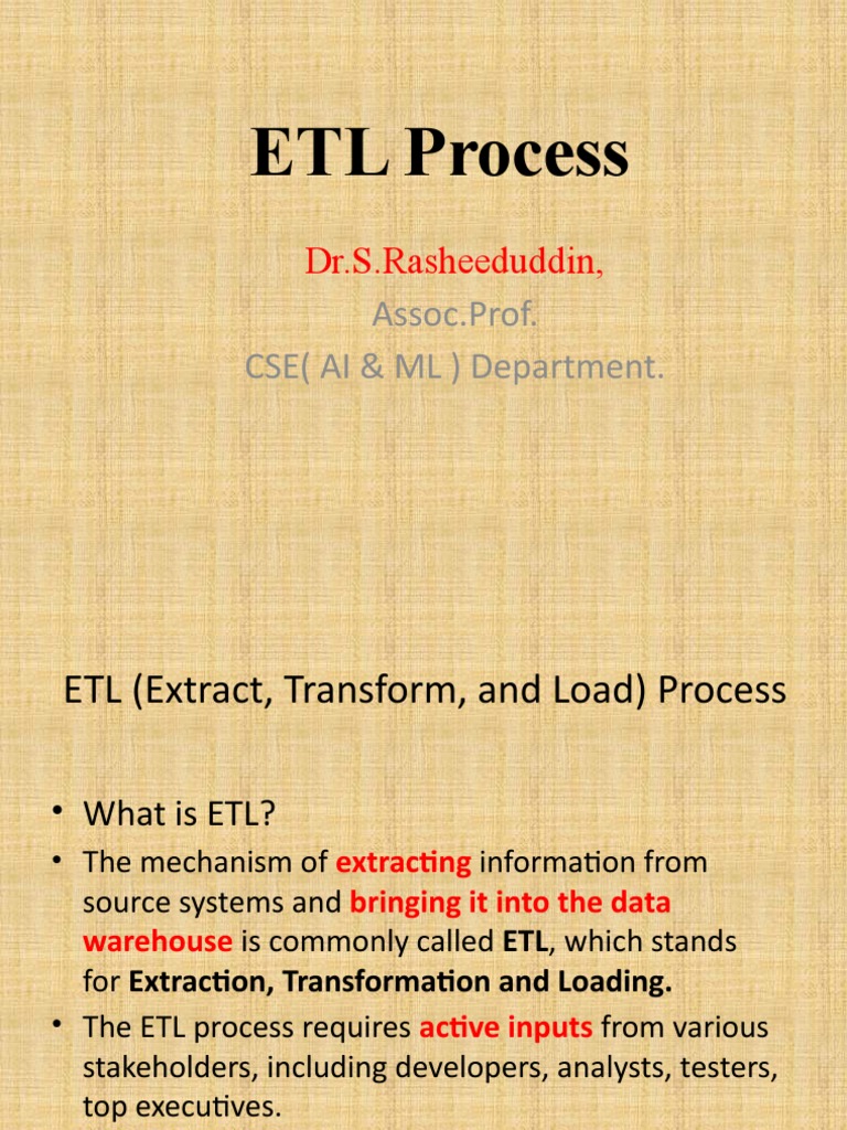 ETL Process | PDF | Data Warehouse | Databases