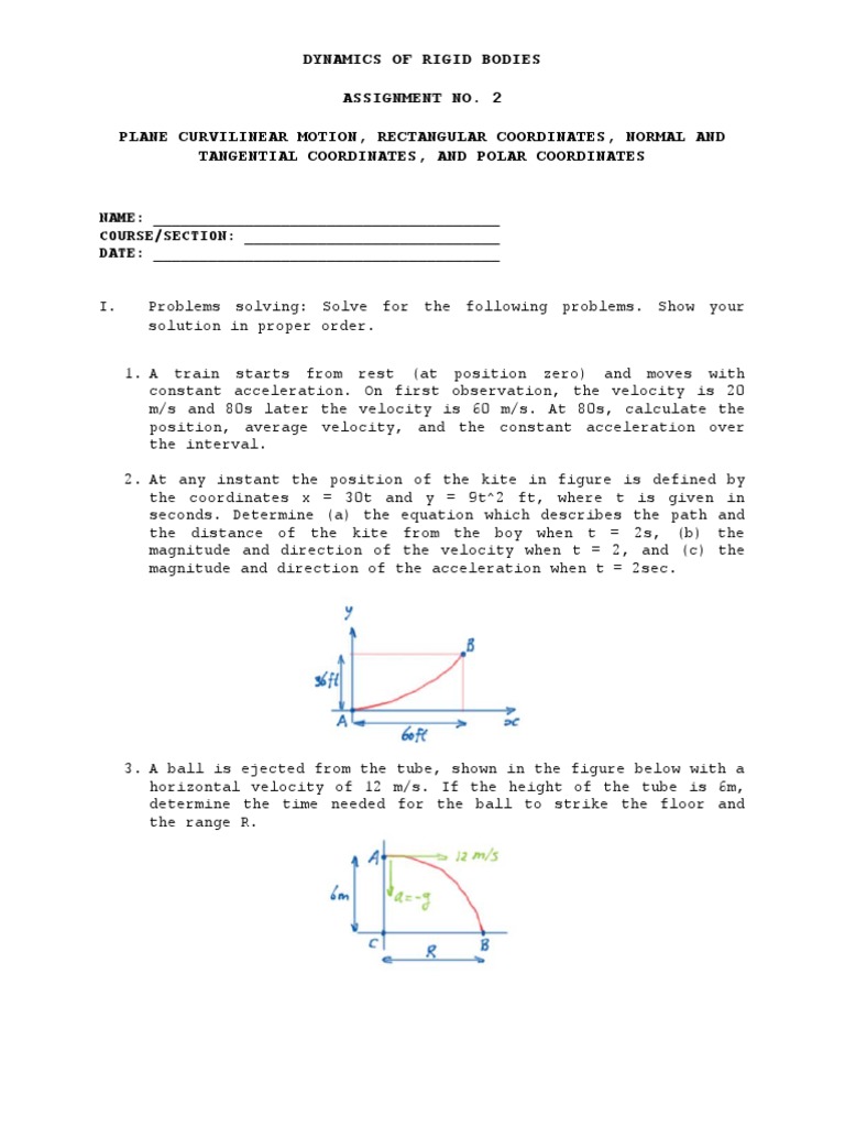 Dynamics Assignment 2 Download Free Pdf Acceleration Velocity