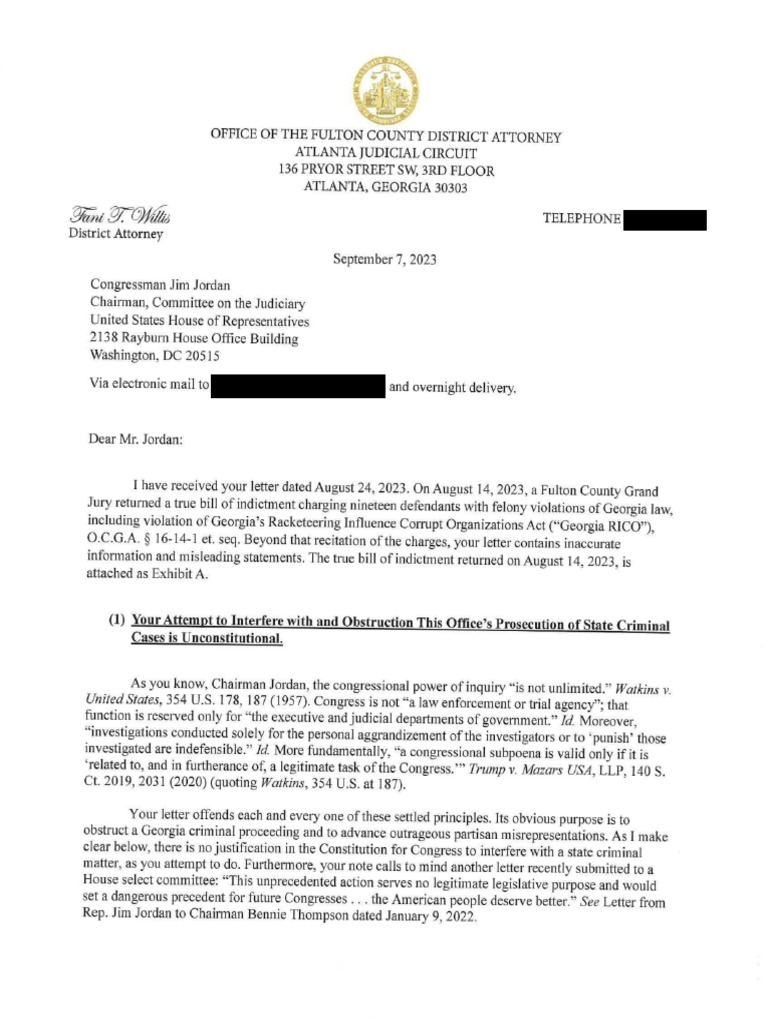 Jim Jordan Letter | PDF | Prosecutor | Racketeer Influenced And Corrupt ...