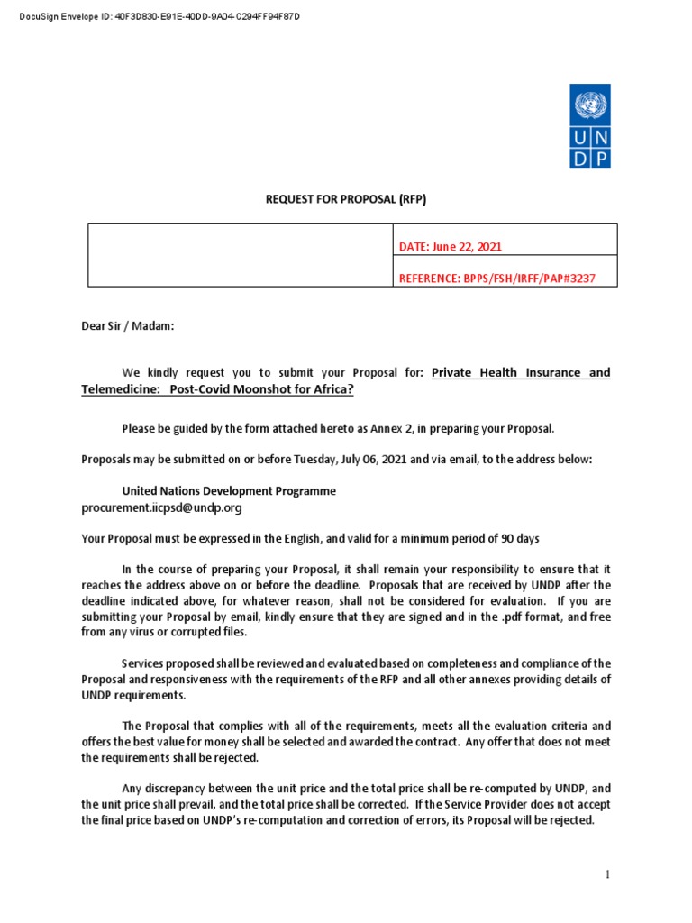 RFP: Health Insurance & Telemedicine in Africa | PDF | United Nations ...