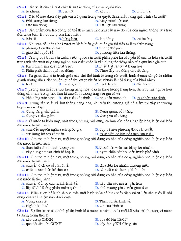 GDCD 11 Đáp Án | PDF