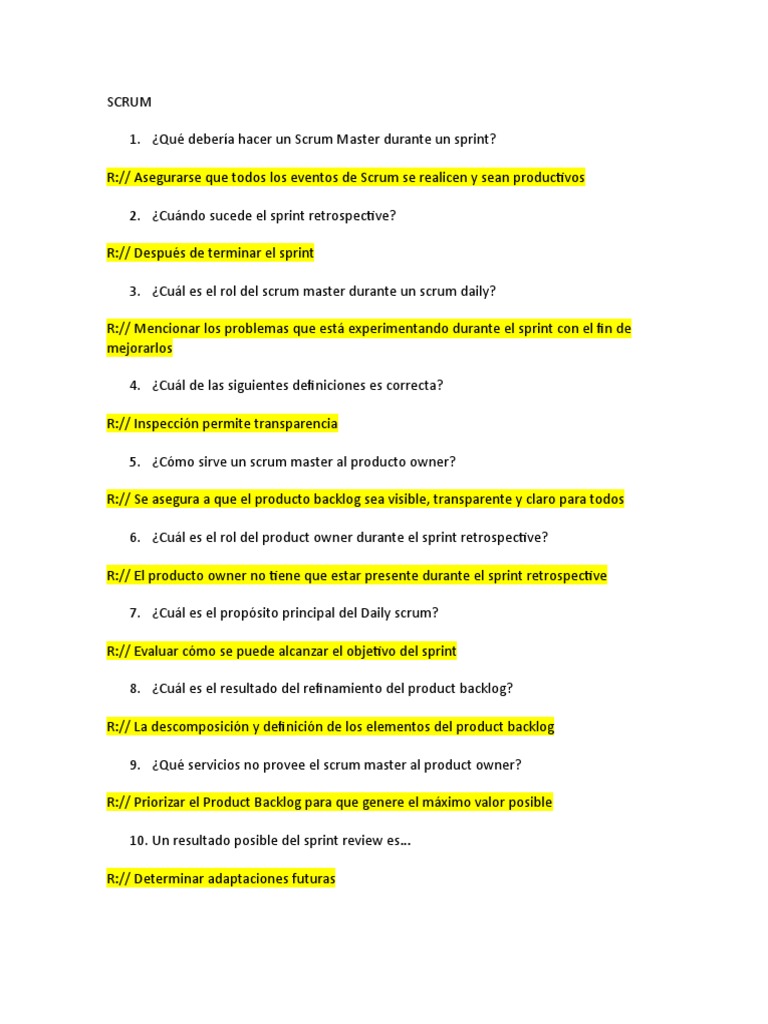 Respuestas Scrum | PDF | Scrum (desarrollo de software)