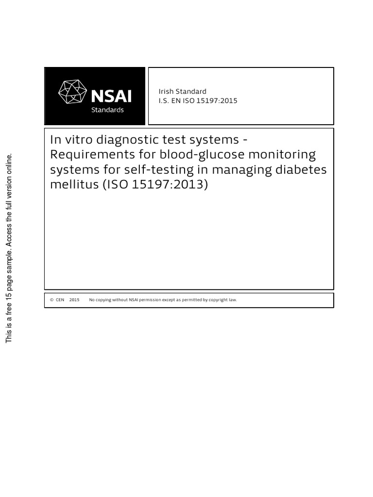 In Vitro Diagnostic Test Systems - Requirements For Blood-Glucose ...