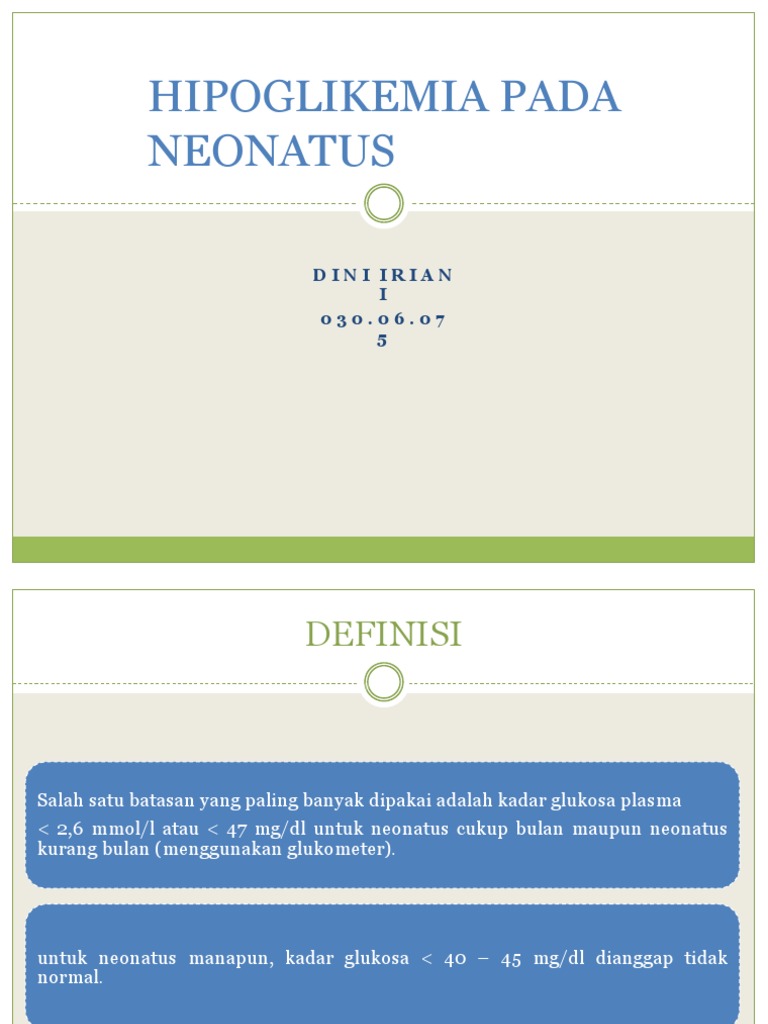 Hipoglikemia Pada Neonatus | PDF