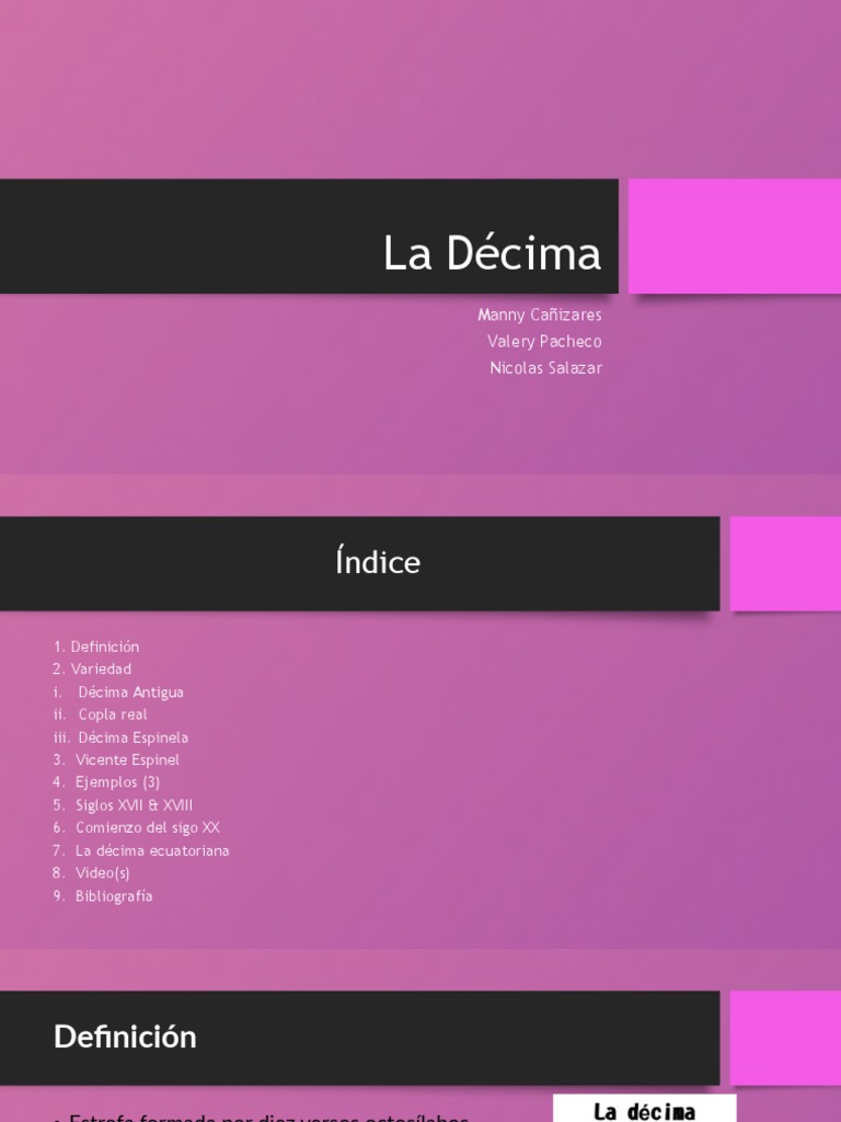 La Décima Espinela: Definición y Ejemplos | PDF | Escritura | Poesía