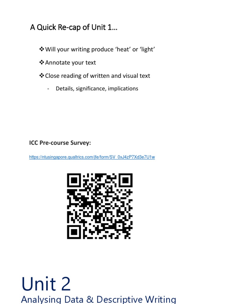 CC0001 - Unit 2 - Analysing Data & Descriptive Writing (Updated) | PDF ... CC0001 - Unit 2 - Analysing Data & Descriptive Writing (Updated) | PDF ...