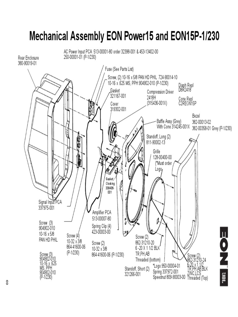 EON Power15 - P-1 Exploded View | PDF | Audio Engineering | Sound ...