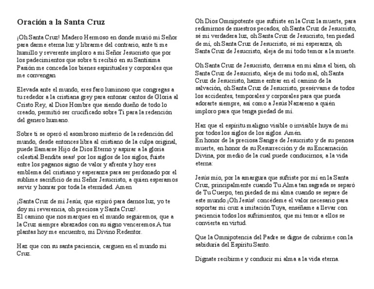 Oración A La Santa Cruz | PDF | Jesús | Oración