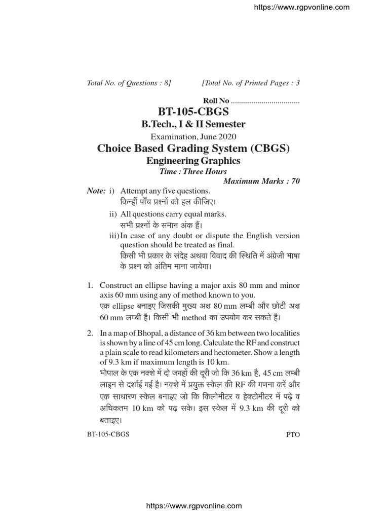BT 105 Engineering Graphics Jun 2020 | PDF | Space | Elementary Mathematics