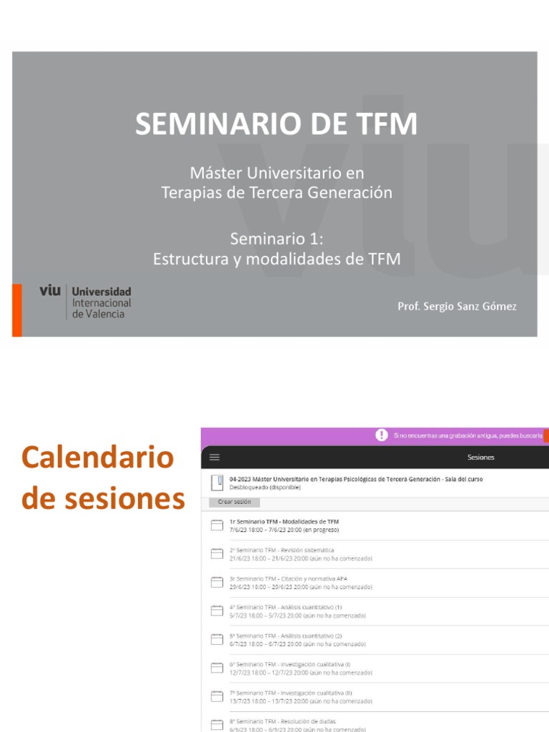 Seminario TFM 1 - MT3G Modalidades de TFM | PDF | Alfa de Cronbach ...