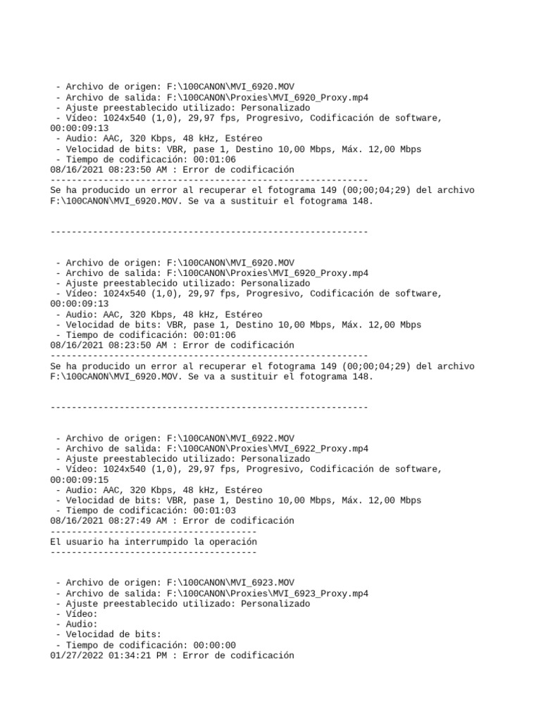 AMEEncoding Error Log | PDF | Datos de computadora | Medios de almacenamiento