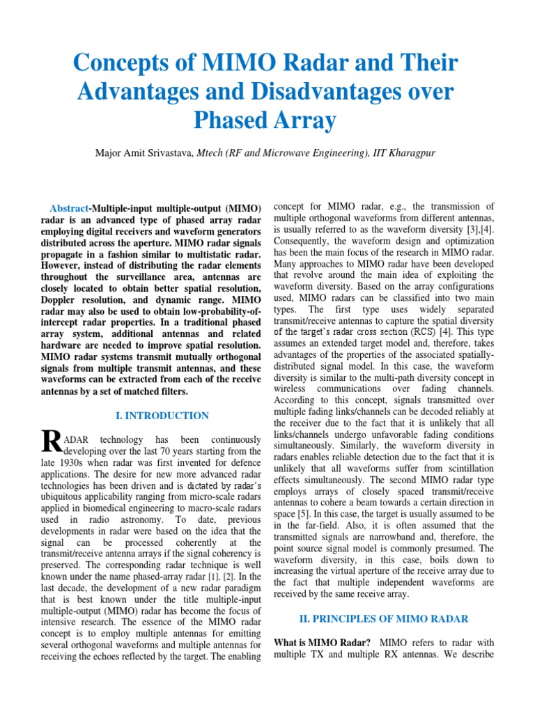 MIMO Radar: Principles and Applications | PDF | Radar | Mimo