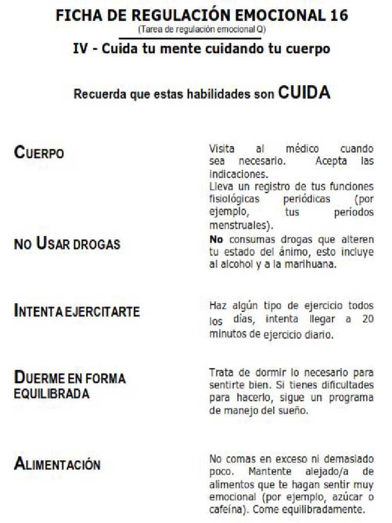 Cuida DBT Regulacion | PDF