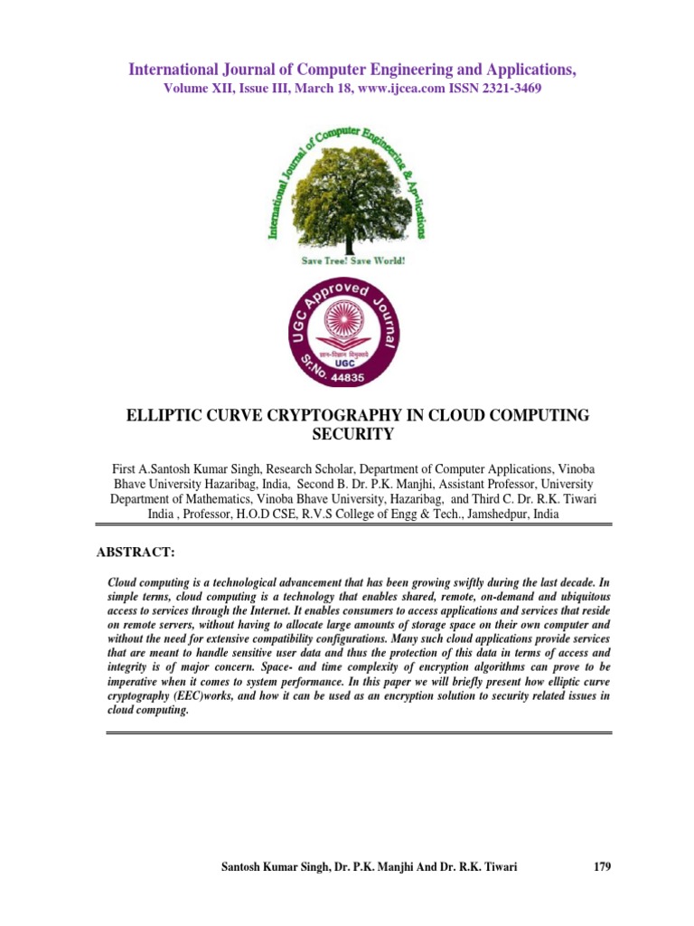 Elliptic Curve Cryptography In Cloud Computing Security Pdf Cryptography Cloud Computing