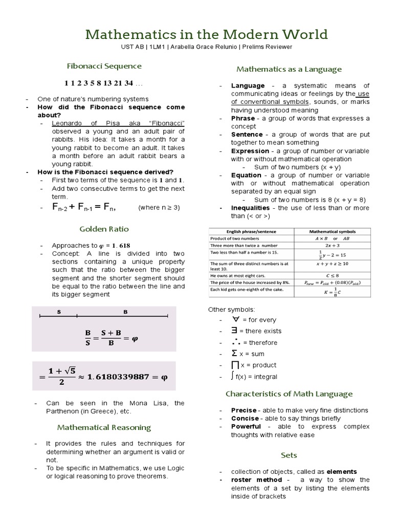 MMW Reviewer | PDF | Numbers | Set (Mathematics)