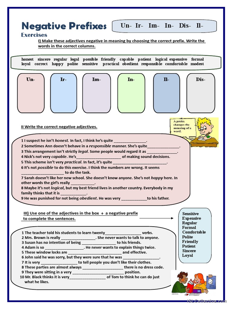 Negative Prefixes (Exercises) | PDF | Linguistics | Linguistic Morphology