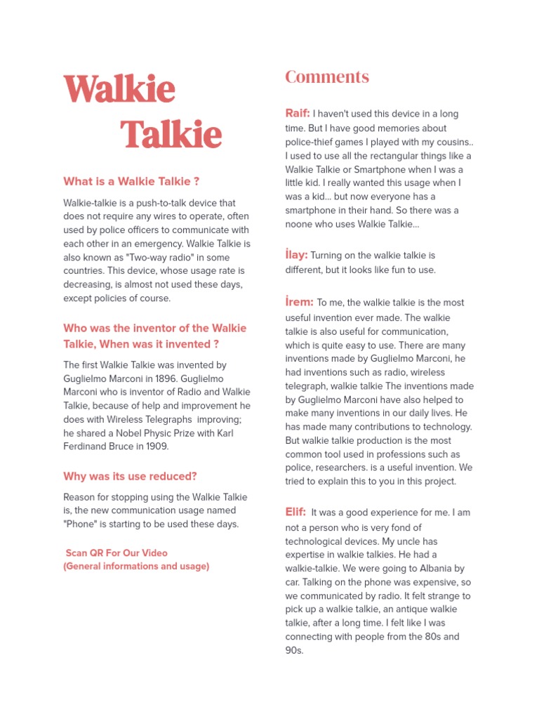 Walkie Talkie | PDF | Radio | Wireless