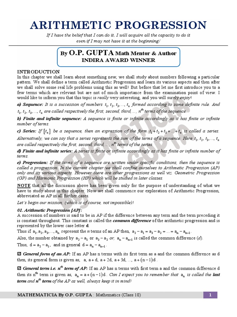 Arithmetic Progressions | PDF | Sequence | Numbers