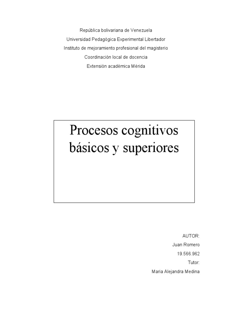 Procesos Cognitivos Básicos y Superiores | PDF | Memoria | Percepción