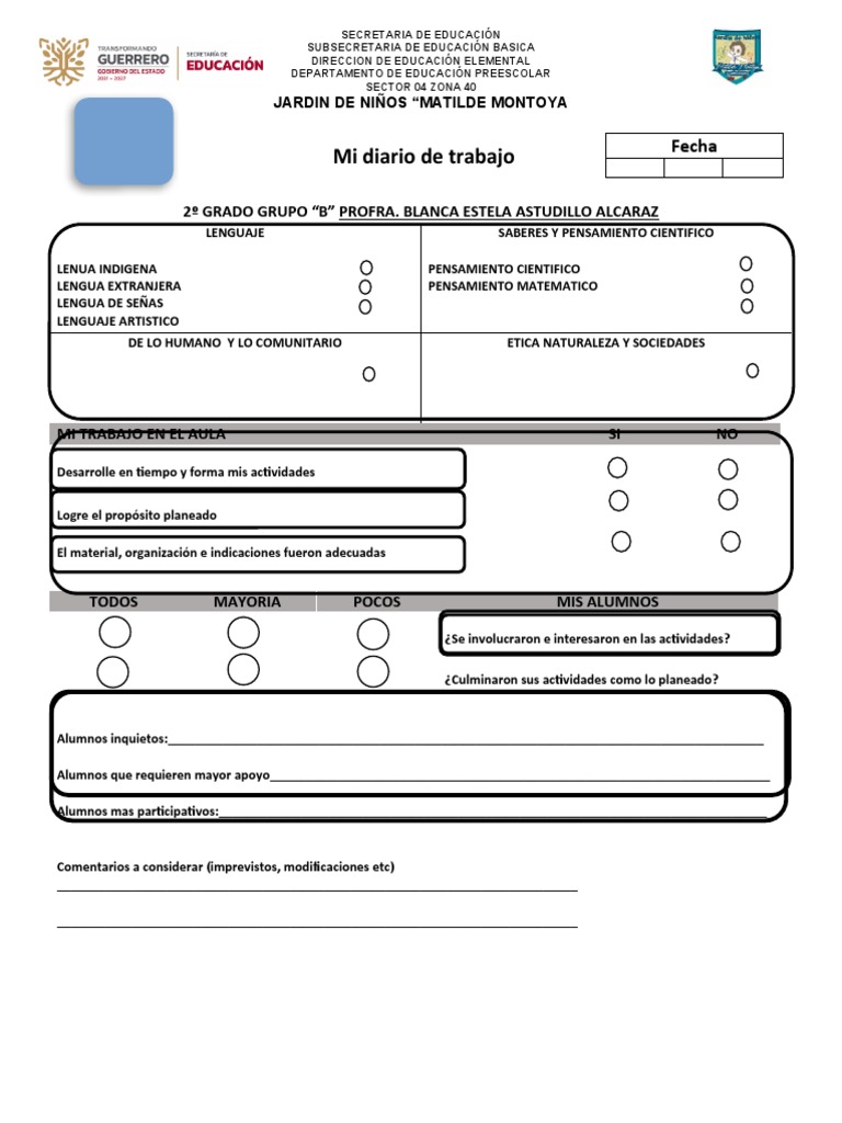 Mi-Diario-De-Trabajo 1 | PDF | Educación de la primera infancia ...