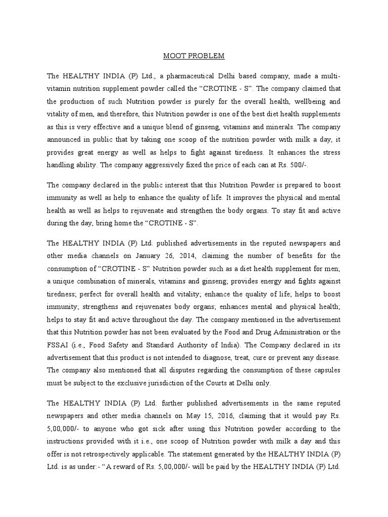 Moot Problem | PDF | Dietary Supplements | Vitamin
