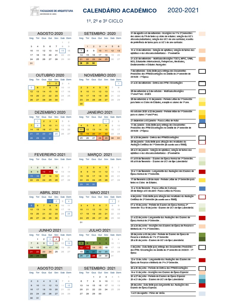 Calendário Acadêmico 2020-2021 | PDF