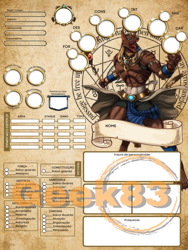 Ficha de Personagem de RPG: Atributos e Equipamentos | PDF