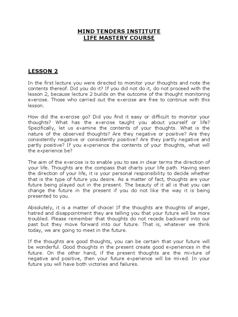 Mind Tenders Institute Life Mastery Course | PDF | Forgiveness | Heaven