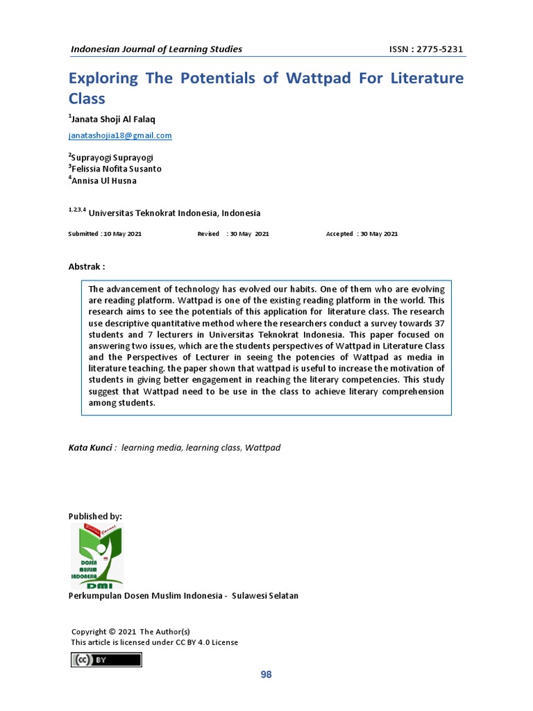 Exploring The Potentials of Wattpad For Literature Class | PDF ...