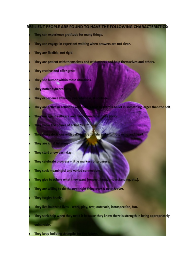 Characteristics of Resilient Individuals | PDF | Self-Improvement