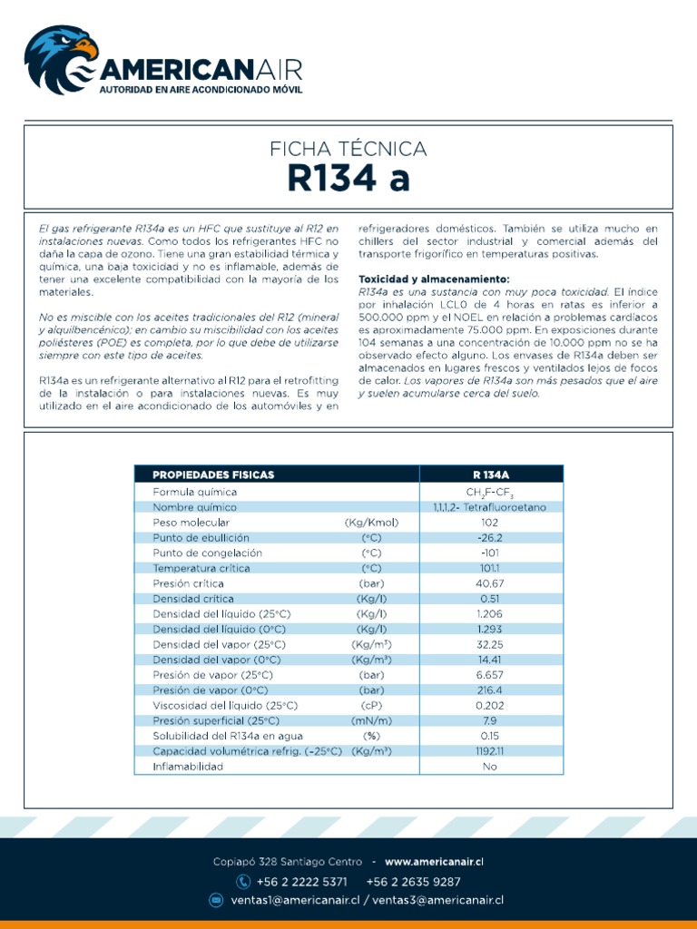 Ficha Tecnica Gas R134a | PDF