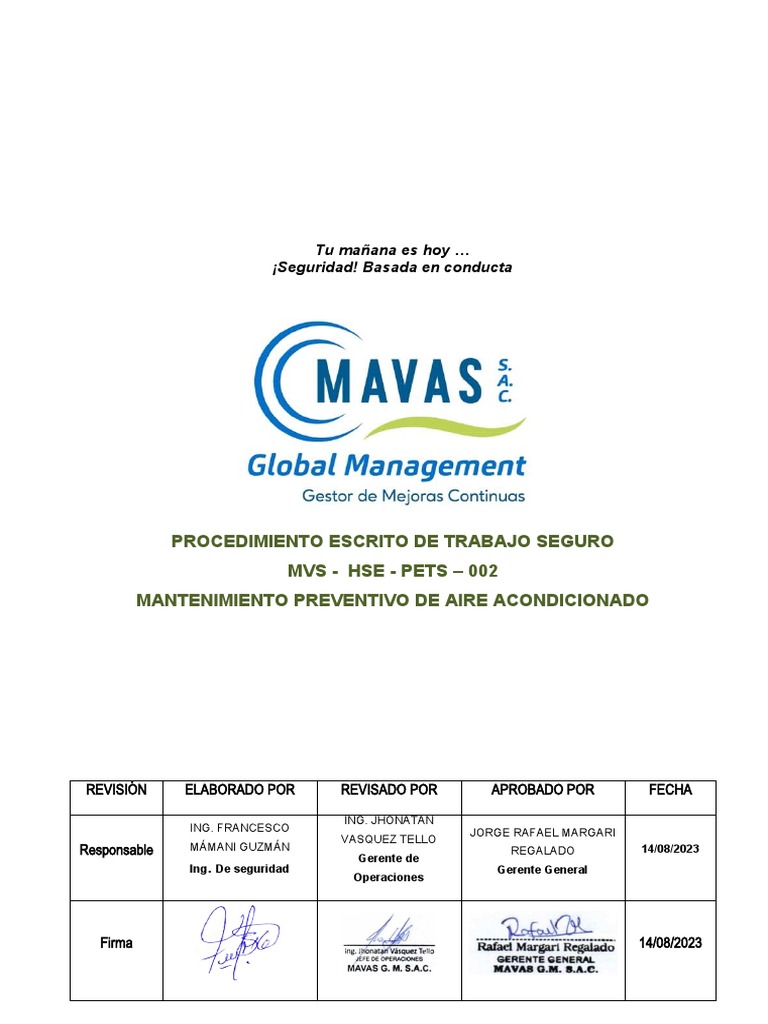 Procedimiento de Trabajo de Mtto de Eaa - Mavas | PDF