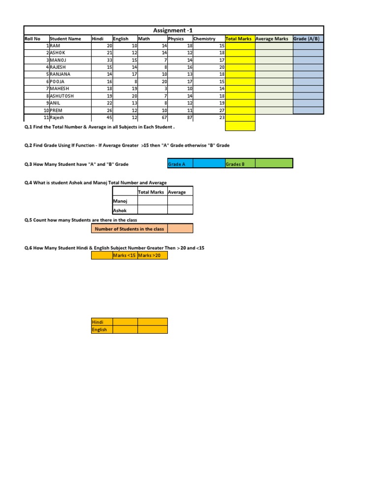 Excel Practical Assignments-Exhaustive | PDF | Fruit | Vegetables