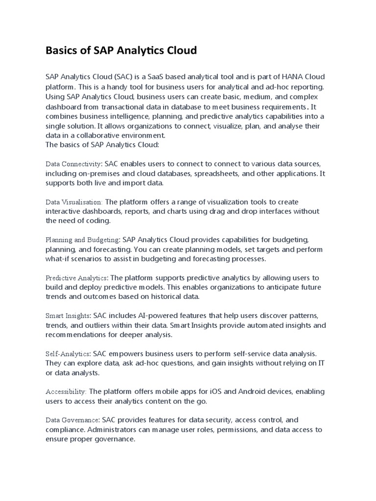 SAP Analytics Cloud | PDF | Analytics | Cloud Computing