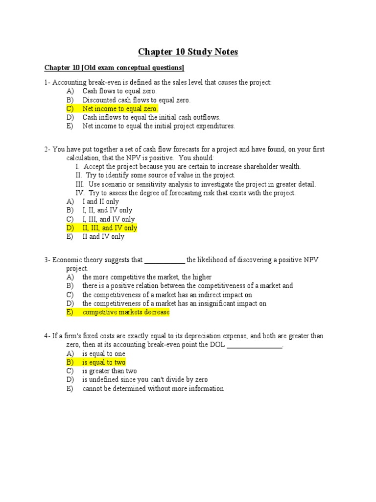 Chapter 10 Study Notes | PDF | Trade | Management Accounting