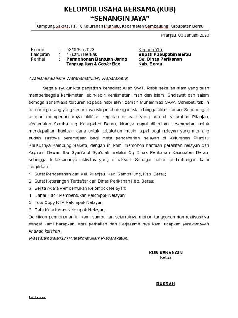 Proposal Kub Senangin Jaya | PDF