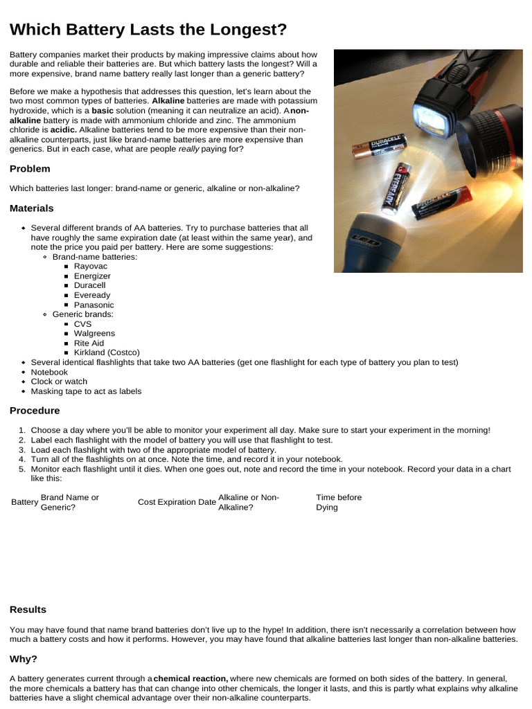 Which Battery Lasts The Longest | PDF | Battery (Electricity)