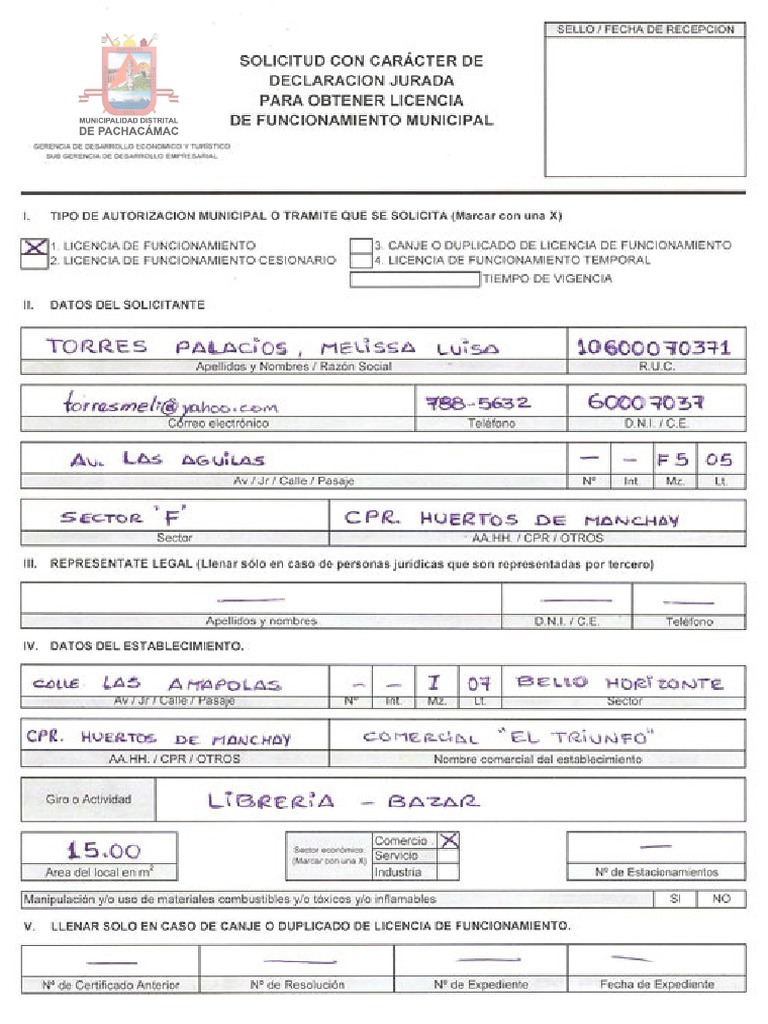 Ejemplo de Llenado de Formulario de Solicitud para La Obtencion de ...