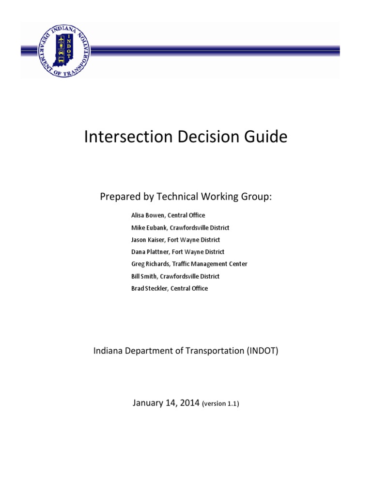 Intersection Decision Guide for INDOT | PDF | Traffic | Intersection (Road)
