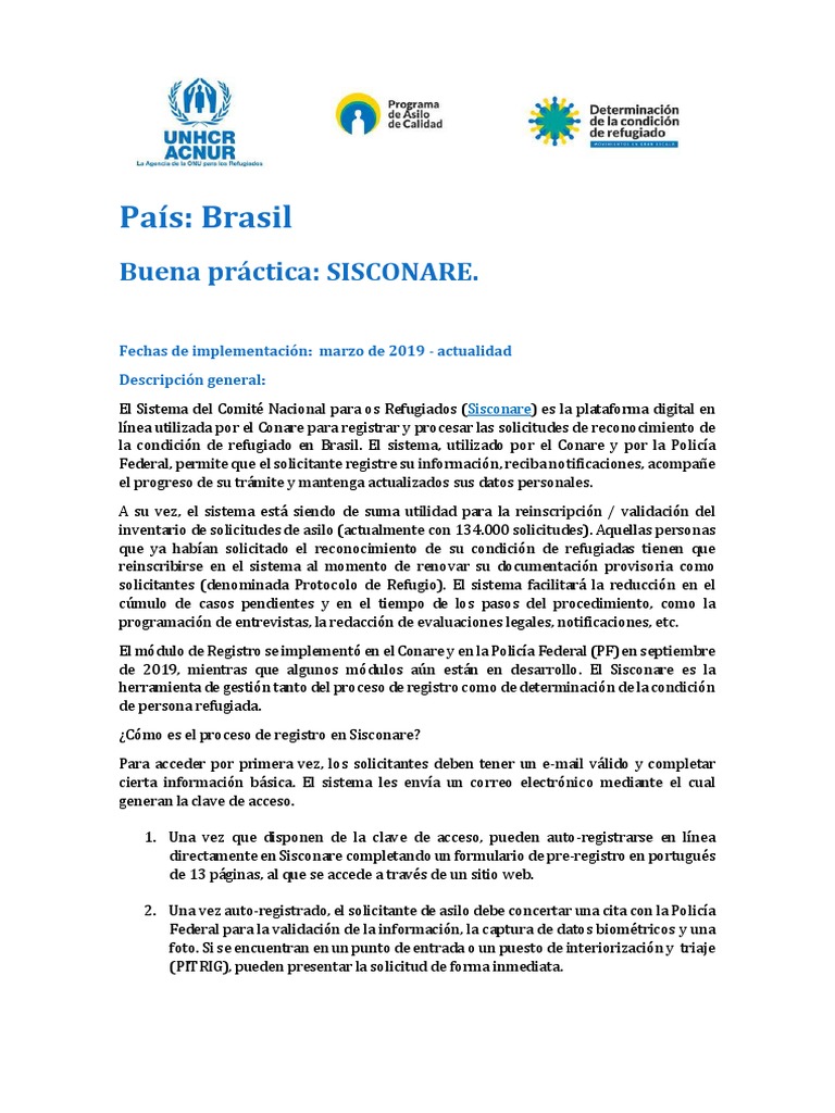 Brasil SISCONARE | PDF | Refugiado | Brasil