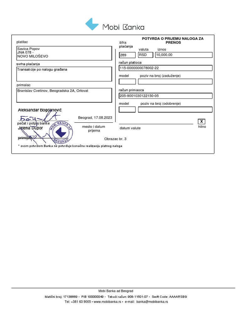 Nalog Za Prenos | PDF