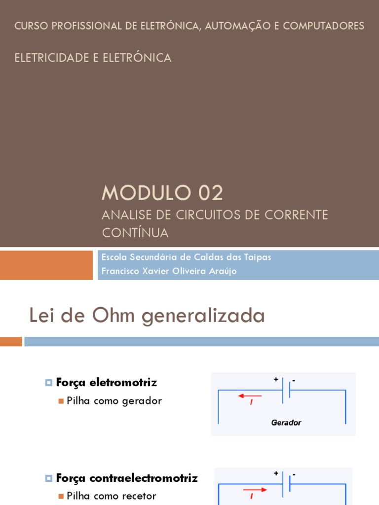 Modulo 02 - Lei de Ohm Generalizada | Download grátis PDF | Rede elétrica | Capacitor