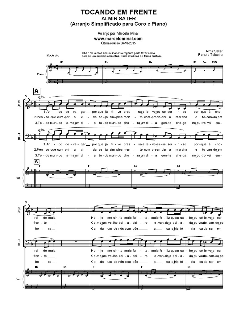 ALMIR SATER - Tocando em Frente SATB - GRADE | PDF