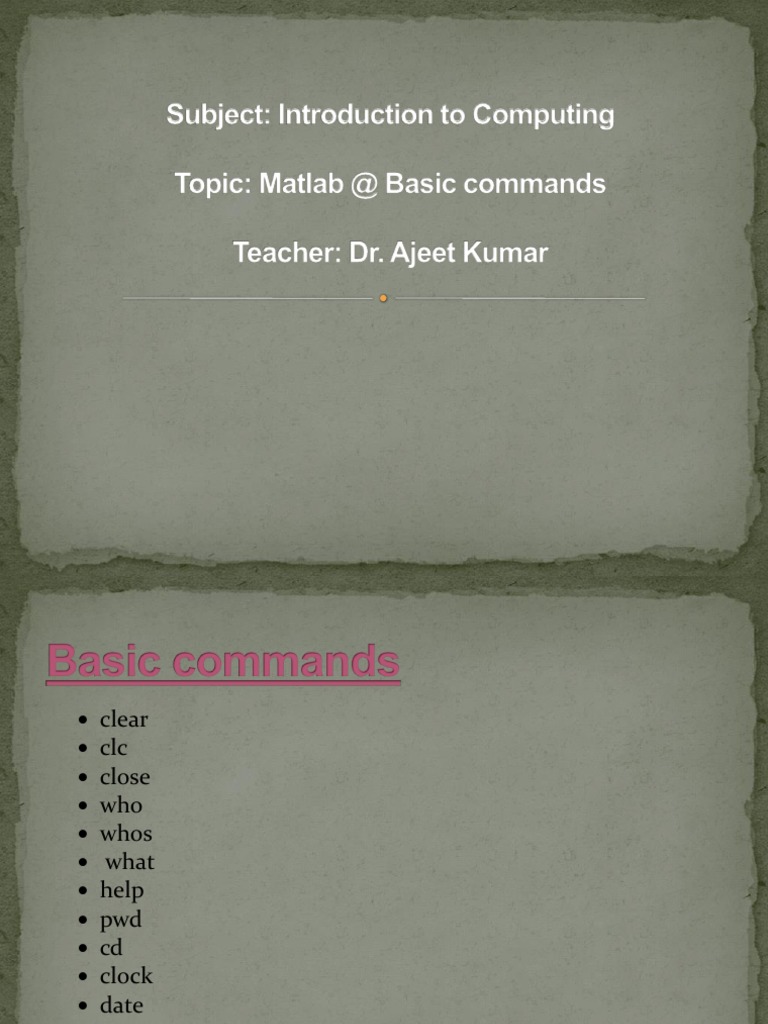 Matlab Basics Lecture 2 Pdf Software Development Software