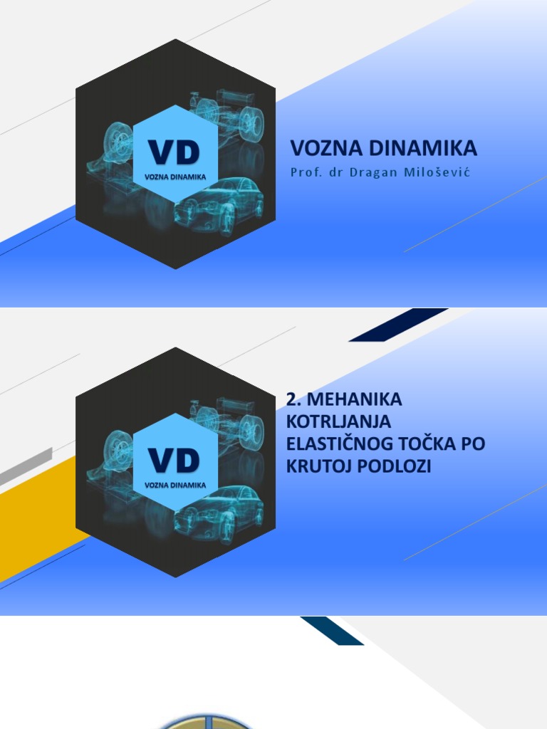 Vozna Dinamika 2 - Mehanika Kotrljanja Elastičnog Točka Po Krutoj Podlozi | PDF