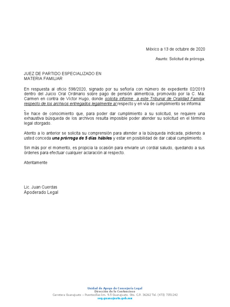 Formato Solicitud de Prorroga | PDF