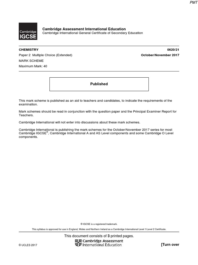 November 2017 (v1) MS - Paper 2 CIE Chemistry IGCSE | PDF | Secondary ...