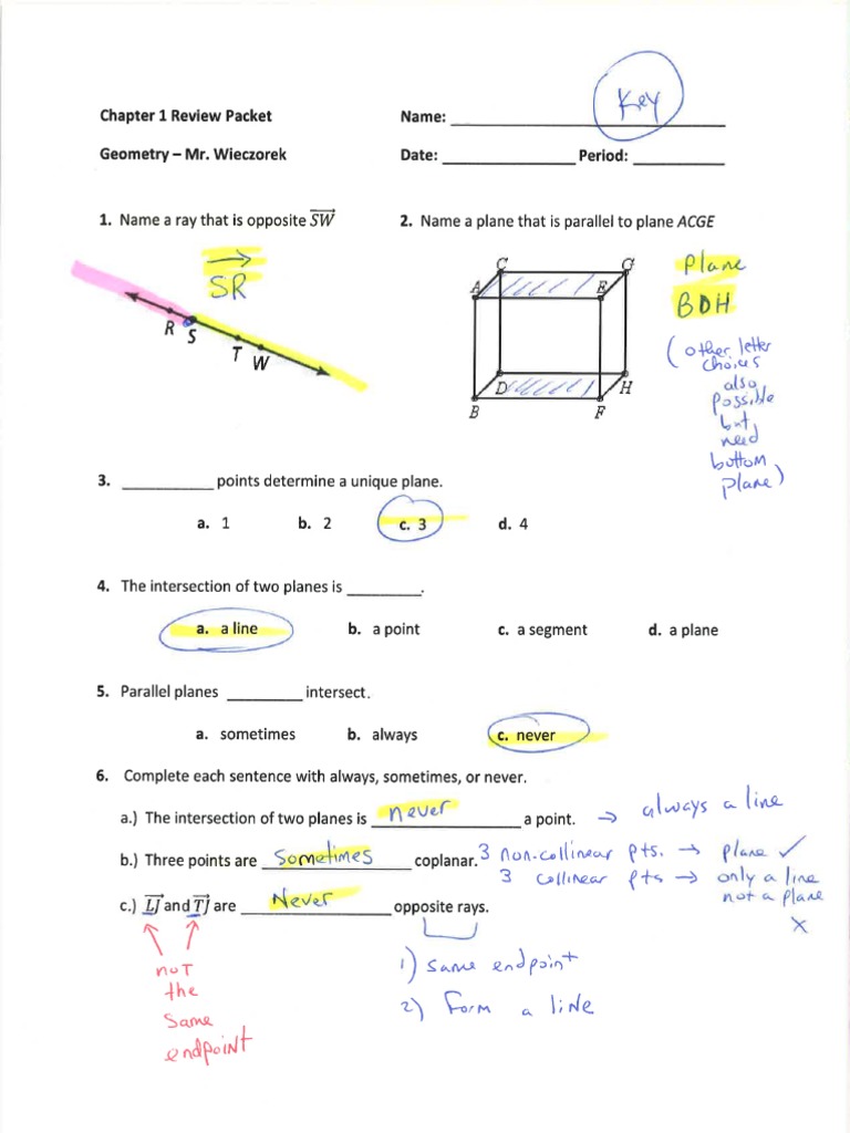 CH 1 Review Packet KEY | PDF